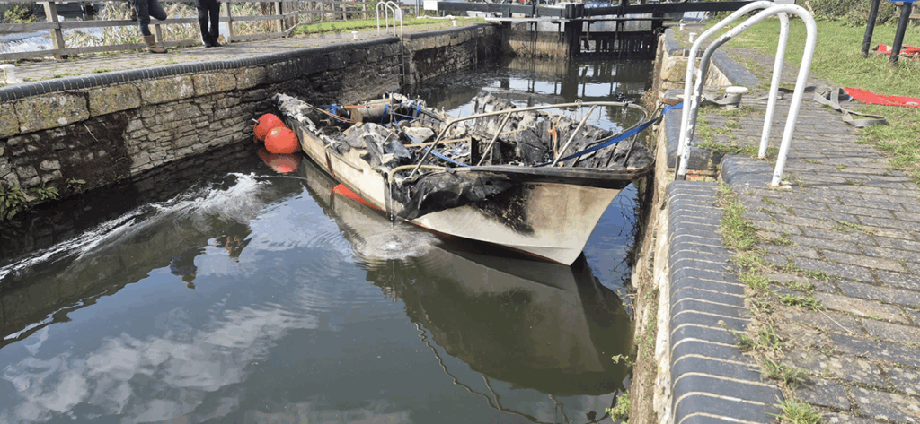 Explosion in Kelston Lock - Canal Boat